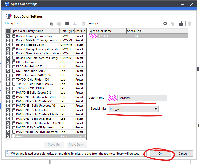 How to map a custom spot colour in VersaWorks